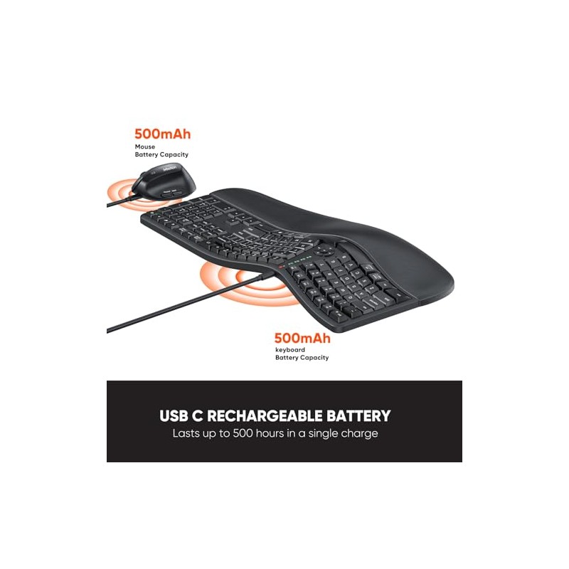 Tuff-Luv - Meetion - Ergonomic Rechargable - Wireless Keyboard and ...