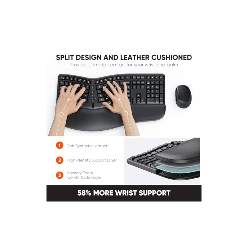 Tuff-Luv - Meetion - Ergonomic Rechargable - Wireless Keyboard and ...