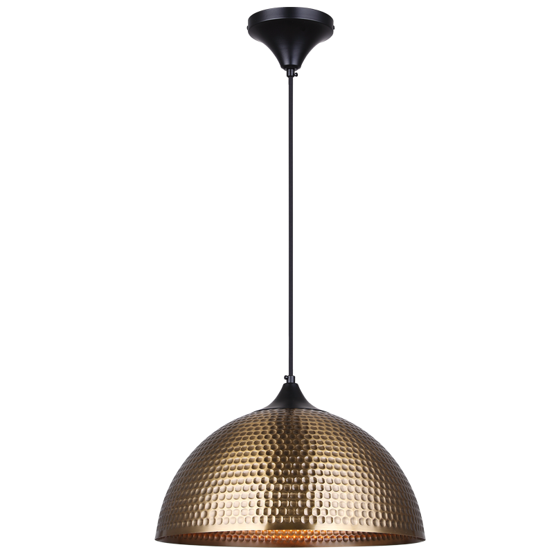 Brightstar PEN935 BK/AQ Metal Pendant with Hammered Metal Dome - GeeWiz