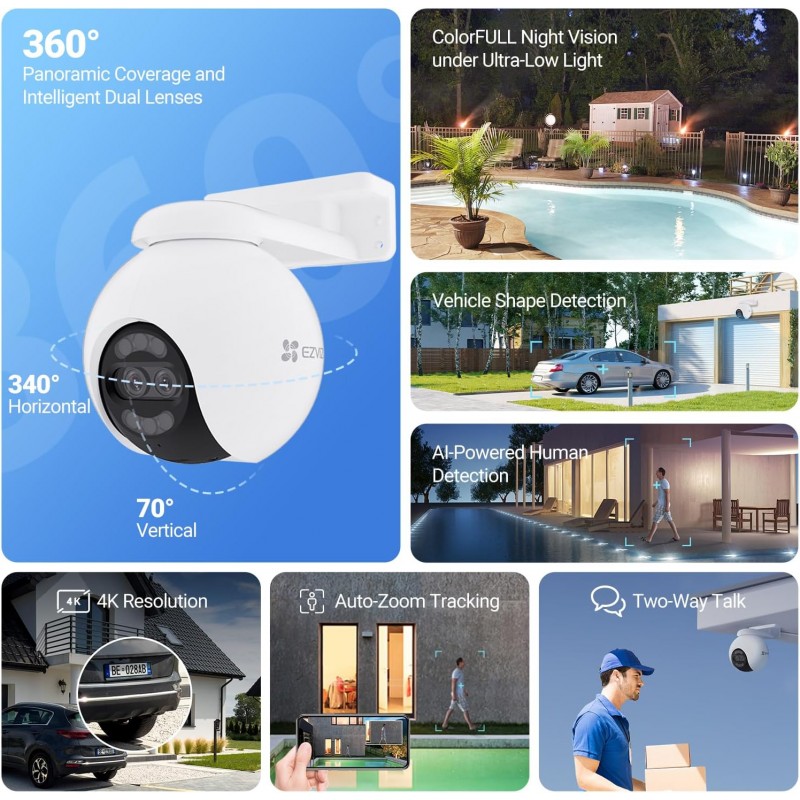 EZVIZ 4K WLAN IP PT Camera- Outdoor Camera with AI Person Detection ...