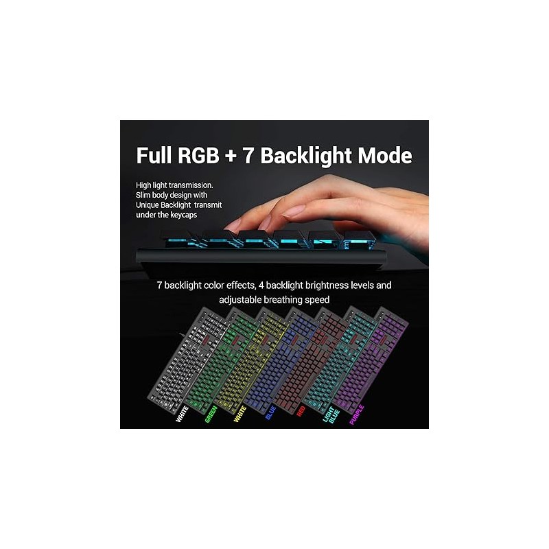 Redragon Gaming Keyboard and Mouse Combo Wired Mechanical Feel RGB LED ...