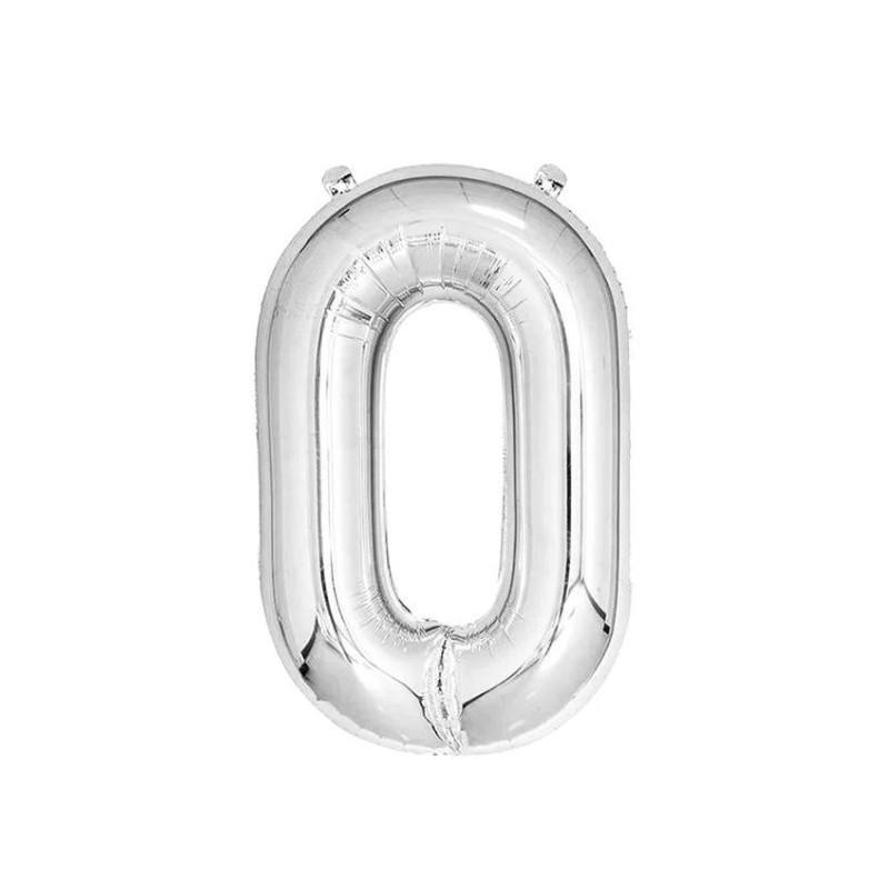 Casey 102cm Silver Balloon Number 0 - GeeWiz