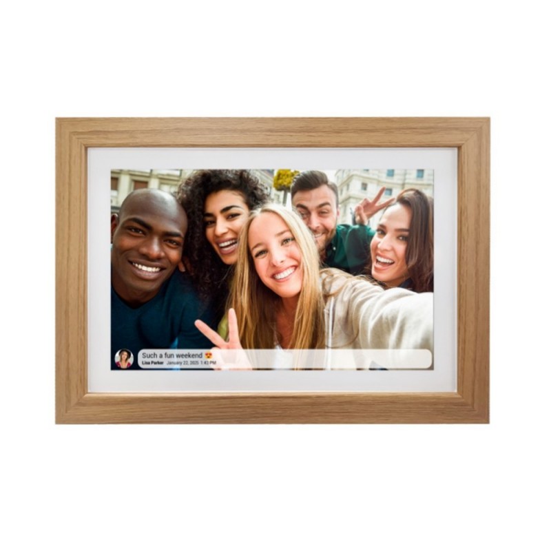 Digital Photo Frame With Frameo 16GB 10.1-Inch - Wood - GeeWiz