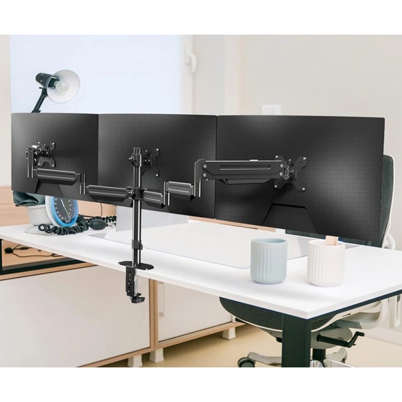 Triple Monitor Desk Stand - Designed to Hold Three 17”-24” Monitors ...