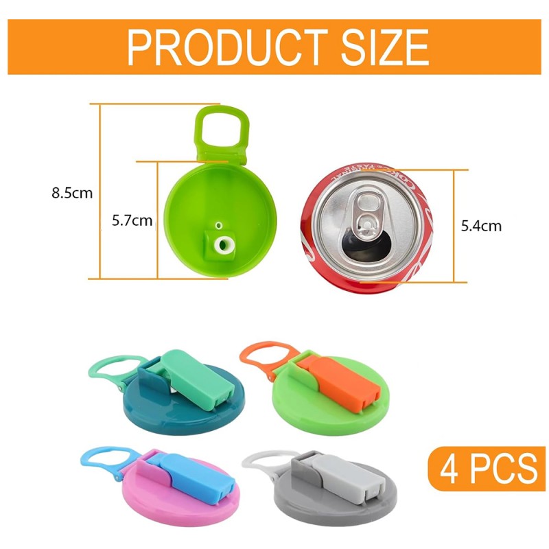 Soda Can Lids with Straw - Spill-Proof Reusable for Canned Drinks - Set ...