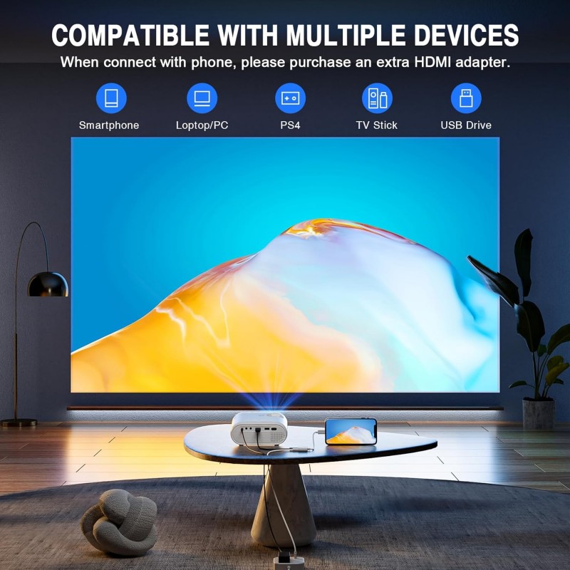 VISSPL 1080P HD Mini Projector with Tripod | Portable Movie Projector ...