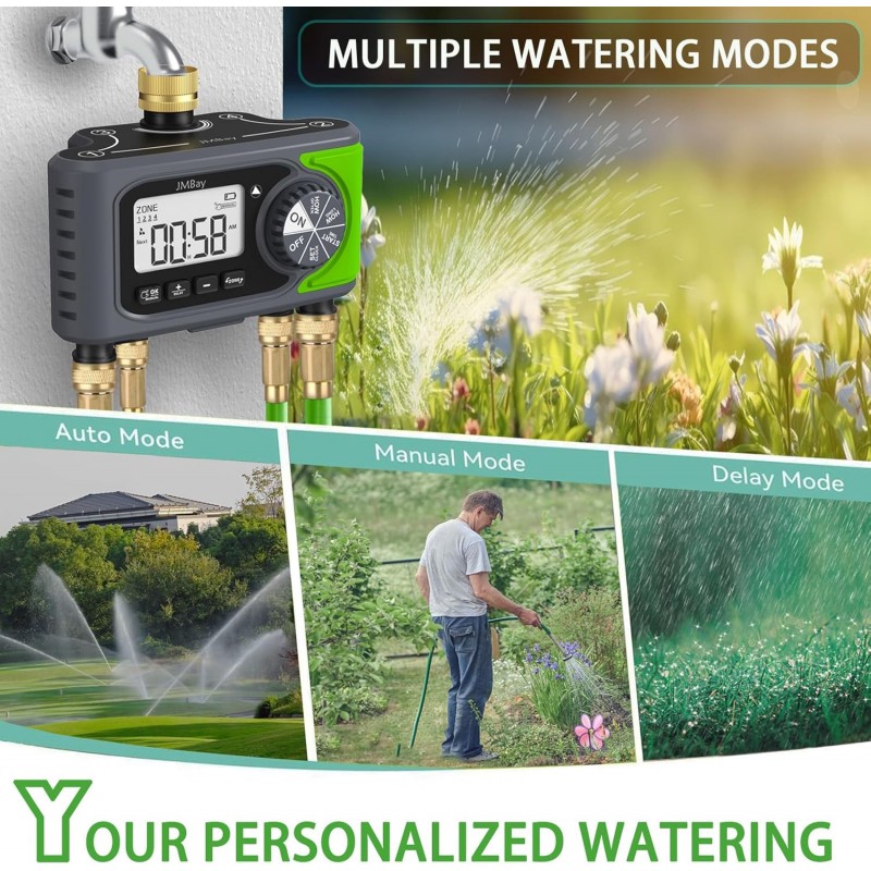 4-Zone Digital Water Timer for Garden Hose – Automatic Sprinkler Timer ...