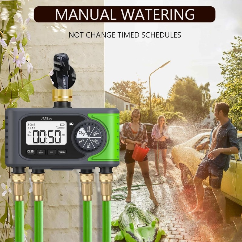 4-Zone Digital Water Timer for Garden Hose – Automatic Sprinkler Timer ...
