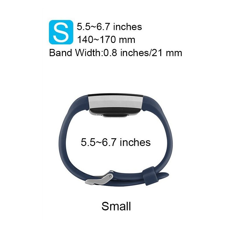 Fitbit Charge 2 Band - Adjustable Replacement Strap - BLUE Small - GeeWiz