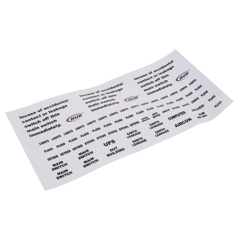 Distribution Board Accessory Label Sheet - GeeWiz