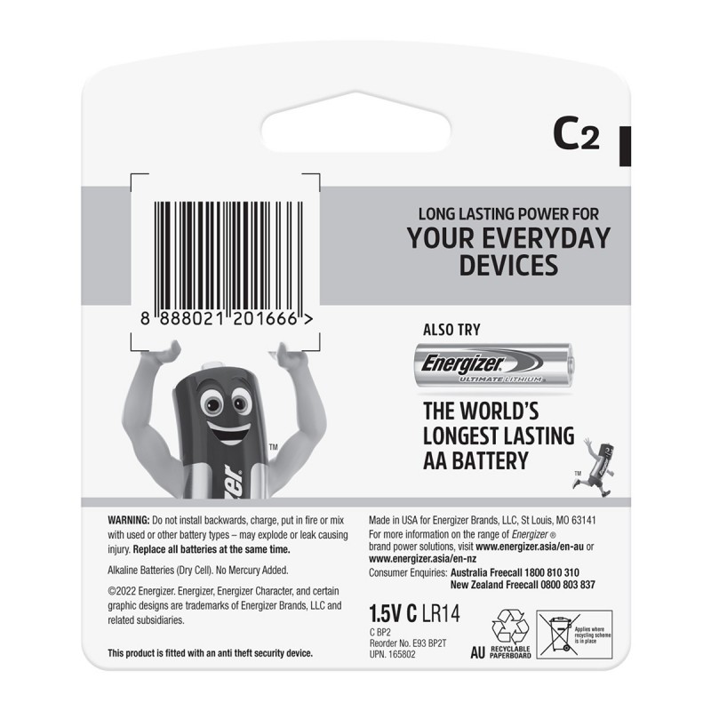 Energizer Battery Max C 2 PACK - GeeWiz