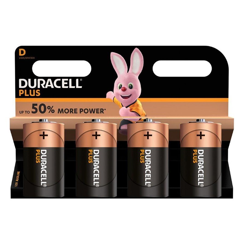 Duracell Battery Plus Alkaline D 4 PACK - GeeWiz