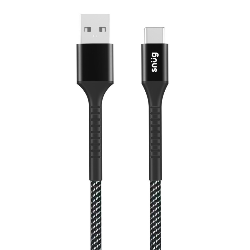 Snug USB To Type-C Nylon Braided Cable 10W - 1.2 Metre - Black/Silver ...