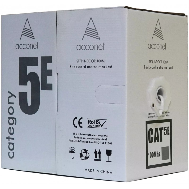 Acconet CAT5e 100m Solid Copper Indoor SFTP Cable | CAT5-100-SC-STP ...