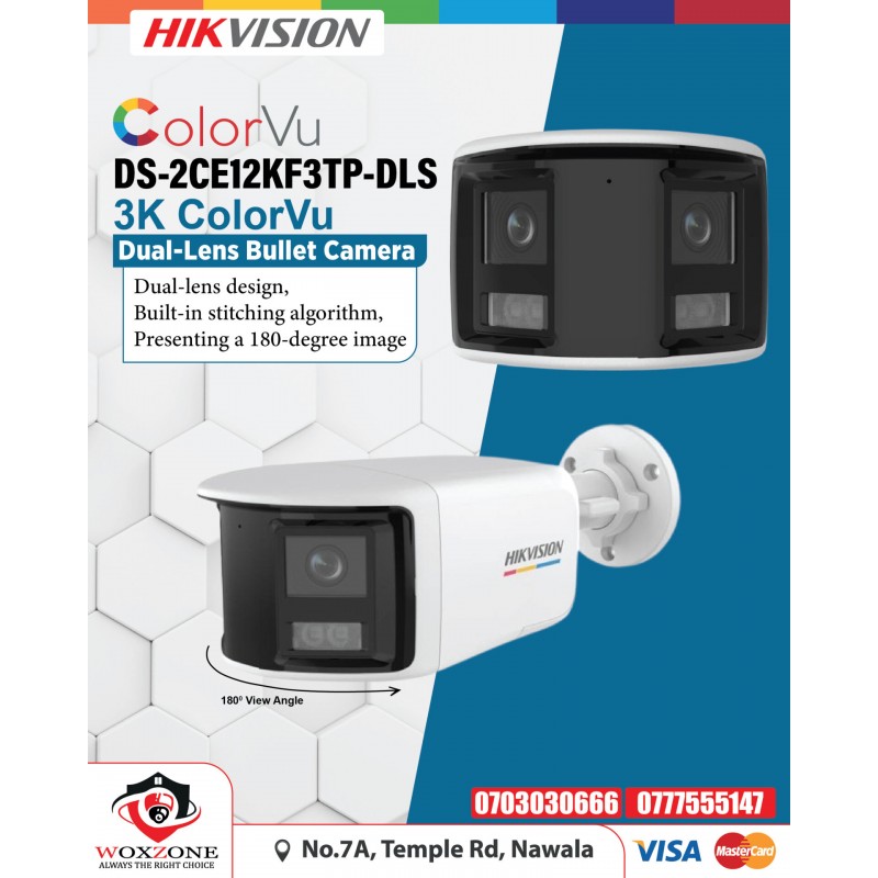 Hikvision 3K 5MP Colorvu Dual-Lens Fixed Bullet Camera Analogue - GeeWiz