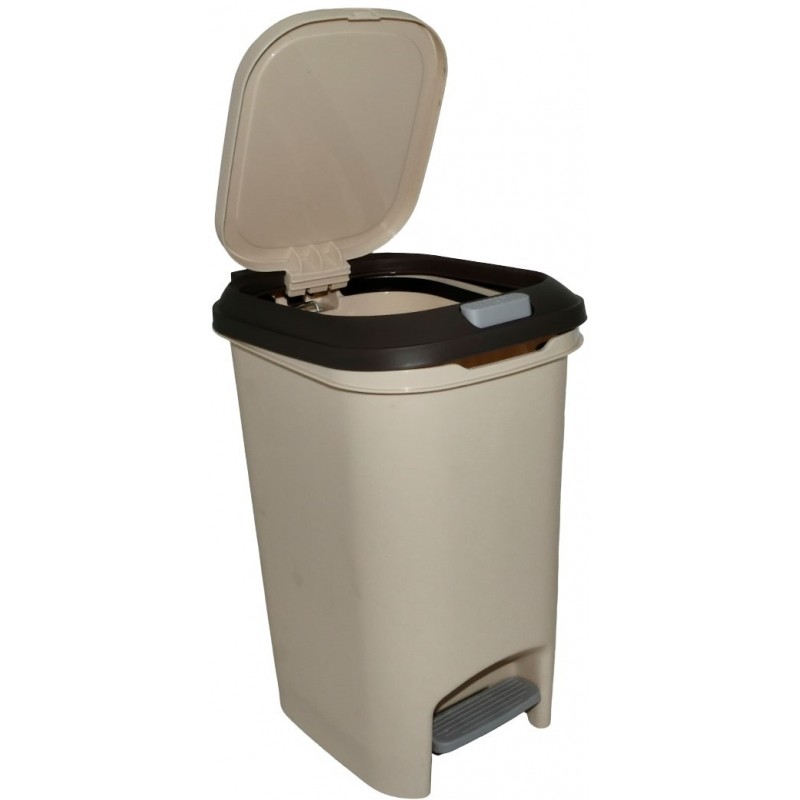 Casey 10 Litre Step On Pedal Waste Bin Beige And Brown - GeeWiz
