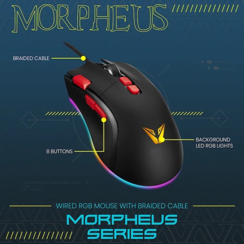 VX Gaming Morpheus Series Wired RGB Mouse with Braided Cable - GeeWiz