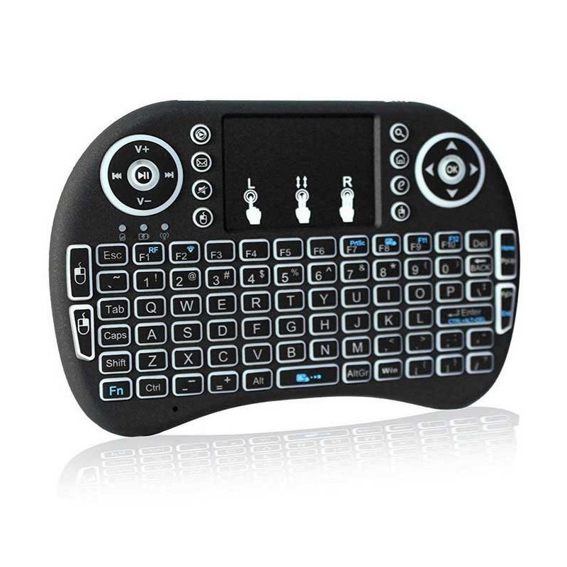 i8 Mini Wireless Keyboard (Backlit) - with Touchpad and Infrared Remote ...