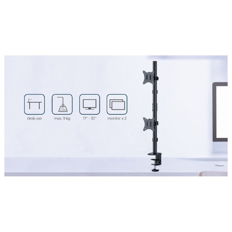 Adjustable Vertical Dual Monitor Desk Mount - GeeWiz