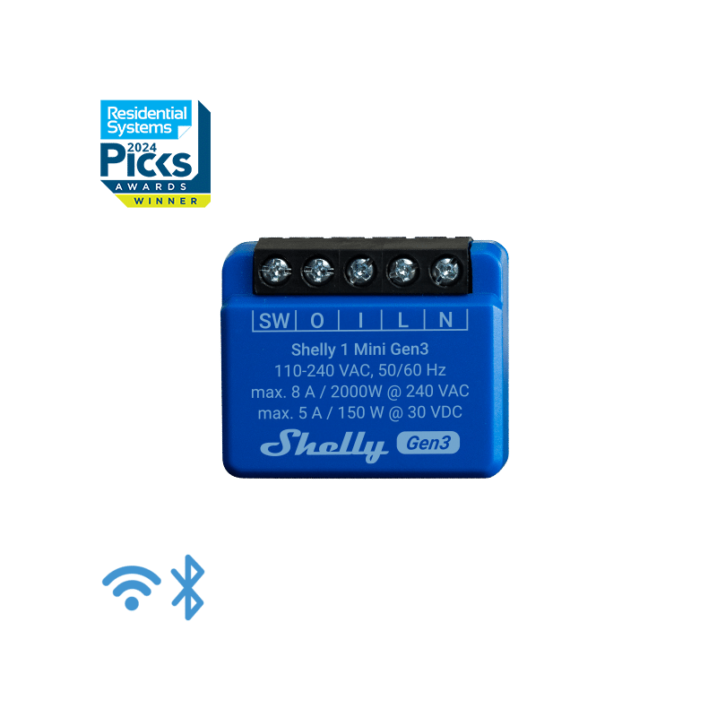 Shelly Smart Mini Wi-Fi Relay gen 3 ( 1 channel 8 A) - GeeWiz