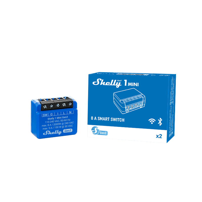 Shelly Smart Mini Wi-Fi Relay gen 3 ( 1 channel 8 A) - GeeWiz