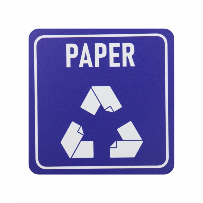 SIGN SYMBOLIC BLUE PRINTED PAPER ONLY RECYCLE SIGN ON WHITE ACP 150 ...