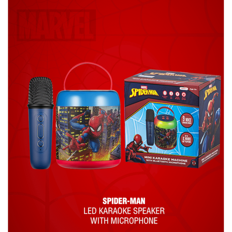 Spider-Man LED Karaoke Speaker with Microphone - GeeWiz