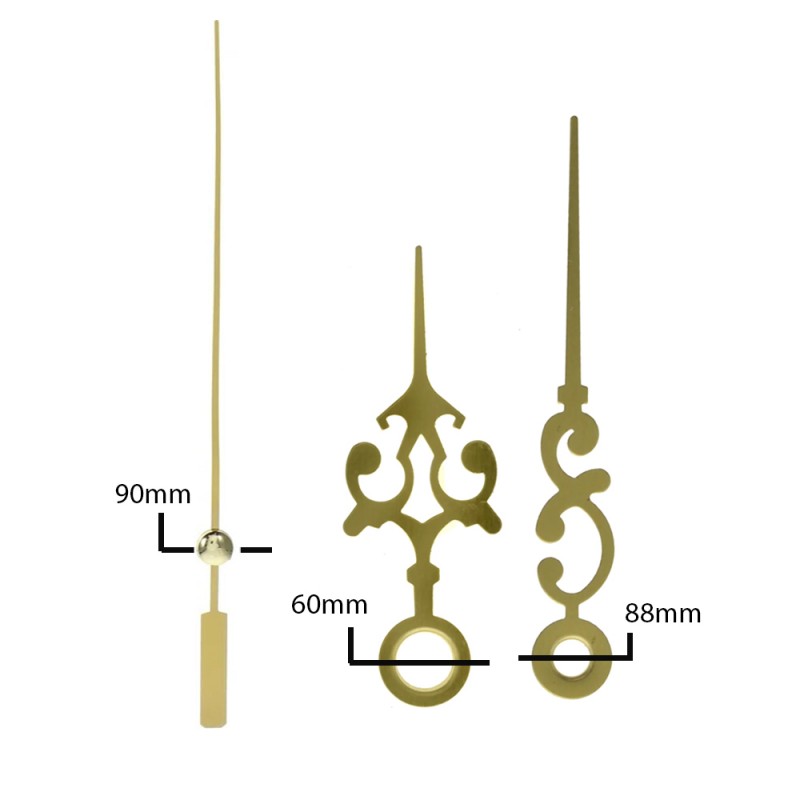 Vintage Ornate Scrollwork Gold Clock Hands Set - GeeWiz