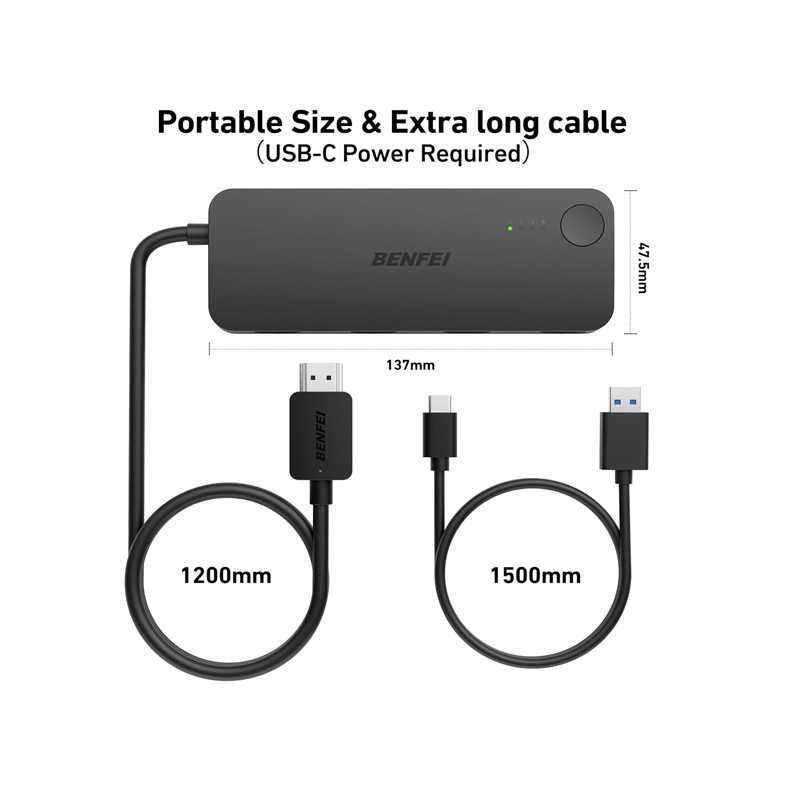 BENFEI HDMI V2.0 3-In To 1-Out 4K@60Hz Amplified Switch With 1X USB-C ...