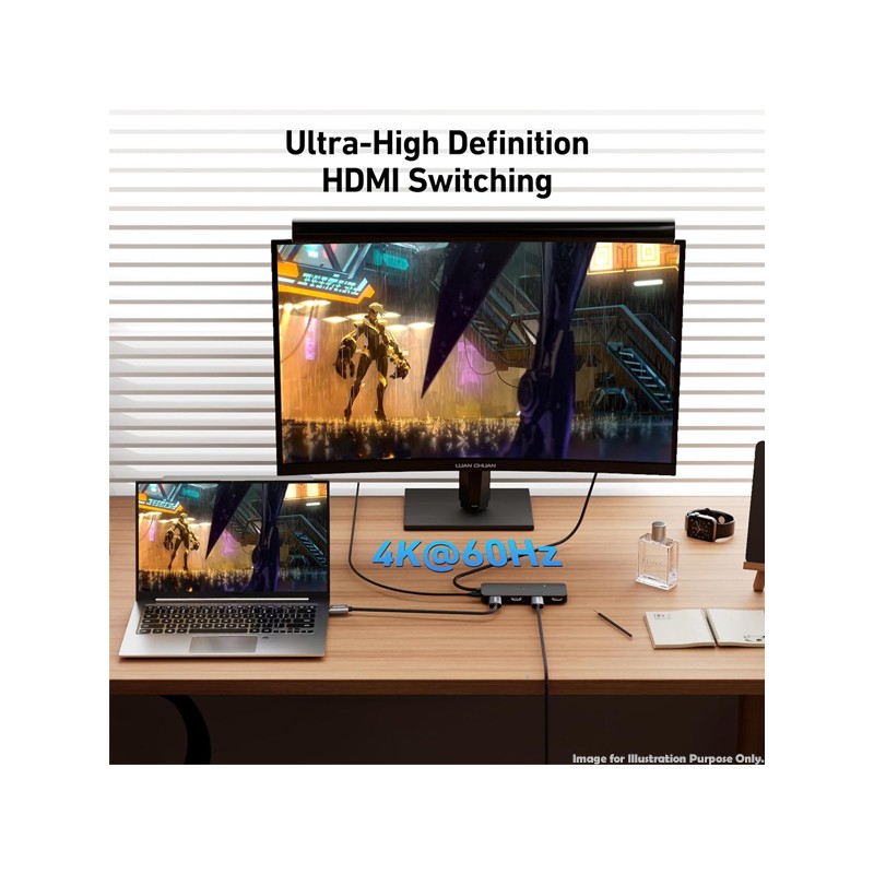 BENFEI HDMI V2.0 3-In To 1-Out 4K@60Hz Amplified Switch With 1X USB-C ...