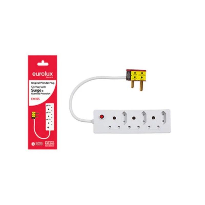 Wonder Plug 6 Way with Surge & Overload Protection - GeeWiz
