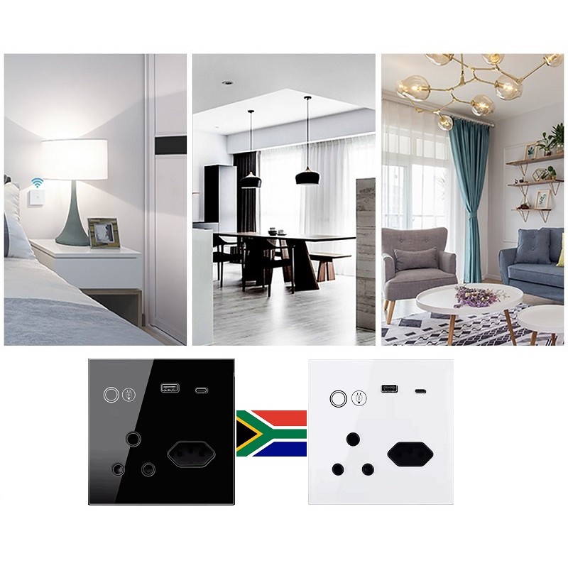 Smart South Africa Wall Socket Switch — 20A SA 3-Pin Wi-Fi Outlet with ...