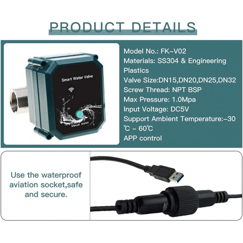 Adjustable WiFi Water Valve DN20 (remote ON/OFF- variable flow- and ...