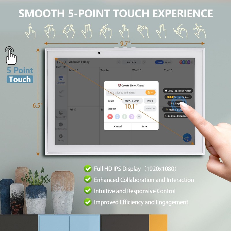 15.6-inch Wall Planner Digital Calendar & Chore Chart - Full HD Smart ...