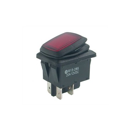 ROCKER SWITCH 12V ILL-RD LED DPST 6.3mmTERM ON-OFF B1325-RD - GeeWiz