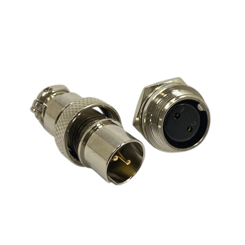 M16 2W Reverse Gender Mic Plug And Socket Connector GX16F-2P - GeeWiz