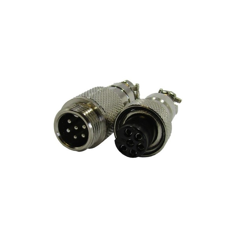 M13 6W MINI-MIC-PLUG And Socket Connector Set GX12-6P - GeeWiz