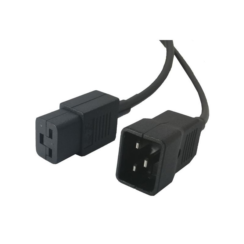 CABLE C19 SOCKET TO C20 PLUG UNMOULDED IEC LEAD BLACK - 2m PC ...