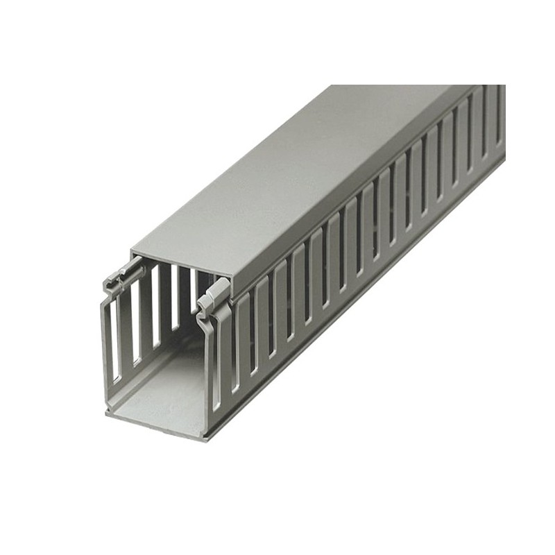 PLASTIC TRUNKING SLOTTED 25x40x2M GREY NO HOLES TS-25X40-NO HOLES - GeeWiz