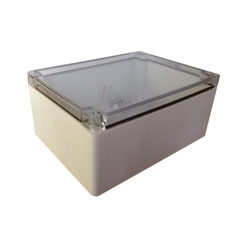 IP65 ABS ENCLOSURE CLEAR LID 120x120x55mm GREY ENL121206C - GeeWiz