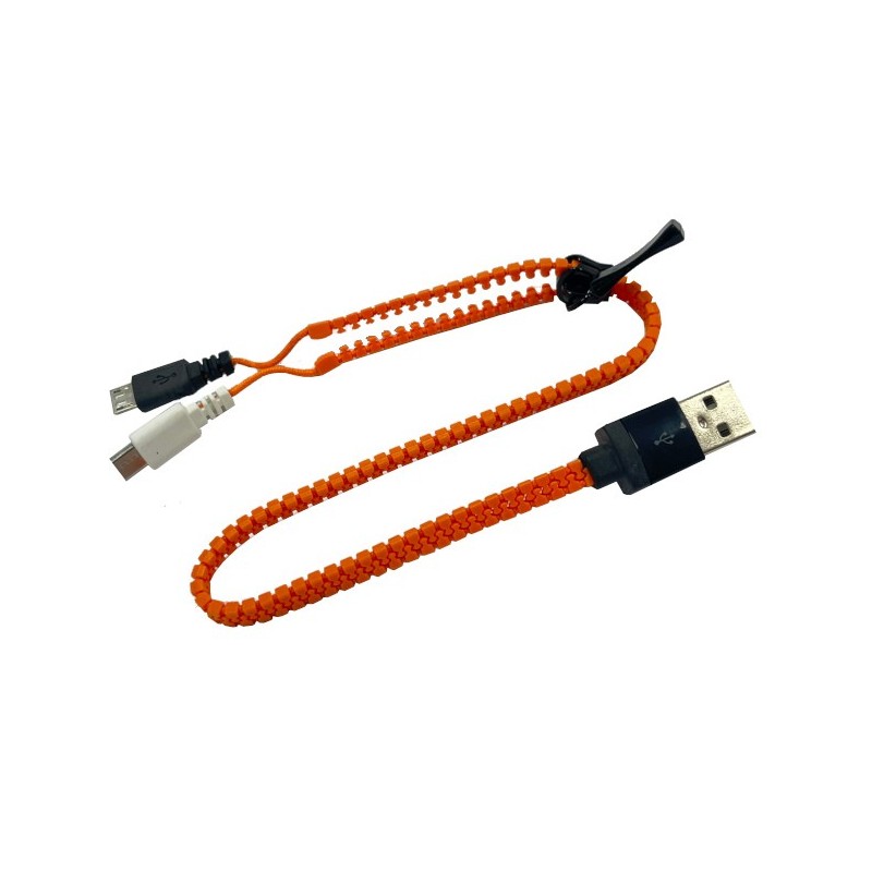 USB 2.0 PLUG TO 2 x MICRO USB PLUG ZIP CABLE ORANGE - 300mm TMC-011MOR ...