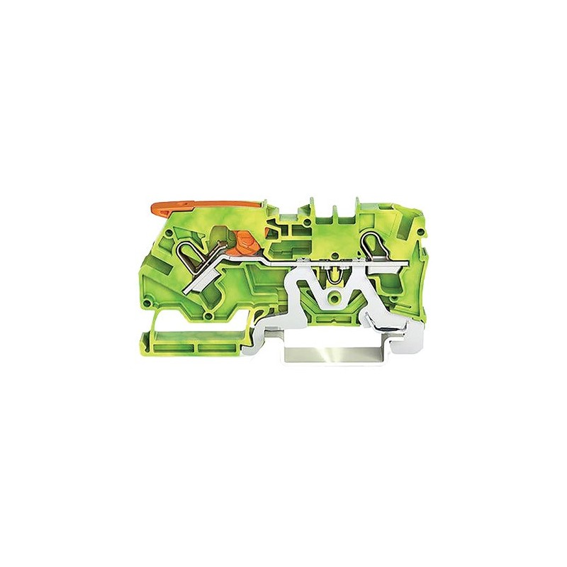 4MM² Lever + Cage Clamp GREEN/ Yellow Earth Terminal Block 2 - GeeWiz