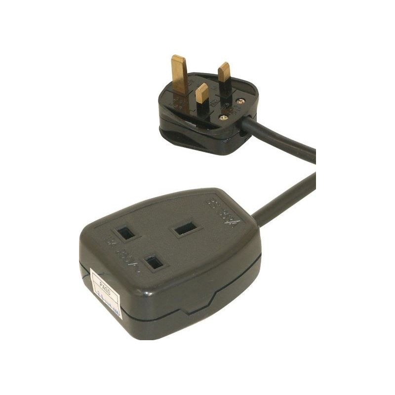 3M Black Extension Cord I3A British Single Janus - GeeWiz
