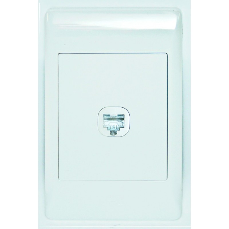 RJ12 SOCKET OUTLET (FEMALE) 2x4 C/W WHITE COVER PLATE - GeeWiz