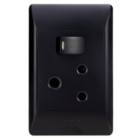 16A SWITCHED SOCKET OUTLET 2x4 WITH BLACK COVER PLATE - GeeWiz