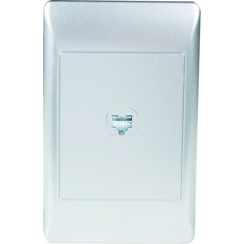 RJ12 SOCKET OUTLET (FEMALE) 2x4 C/W SLIVER COVER PLATE - GeeWiz