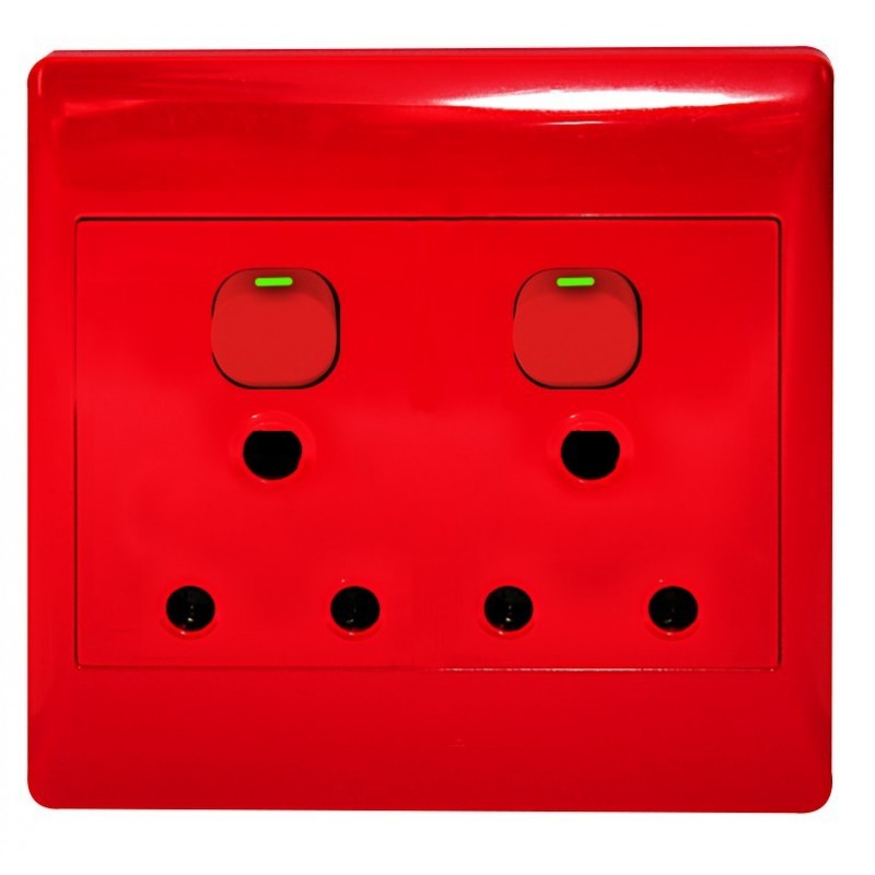 2X16A DEDICATED RED SWITCHED SOCKET OUTLET 4x4 - GeeWiz