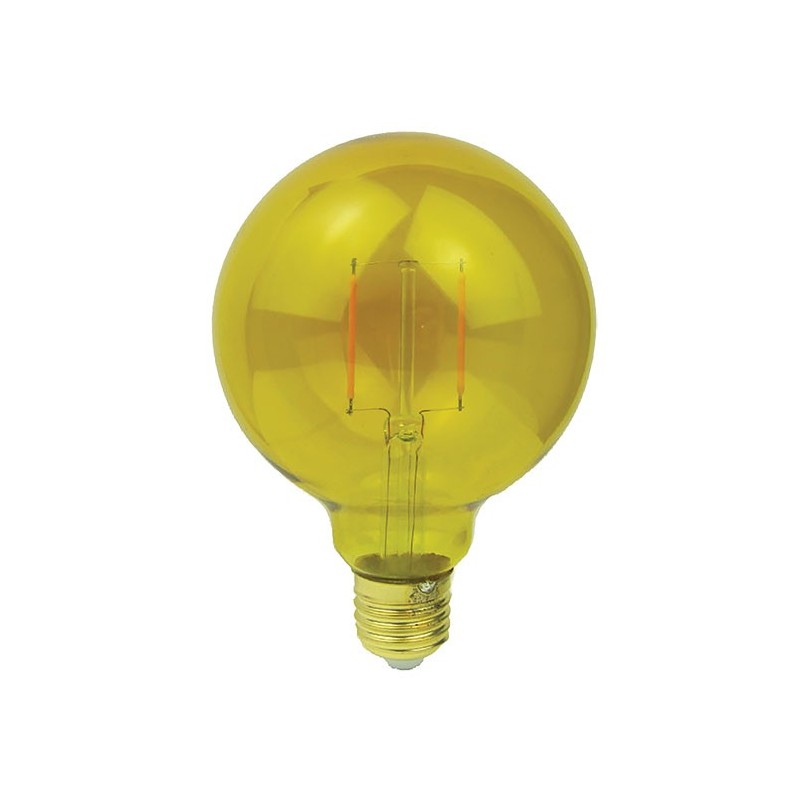 230VAC 2W Transparent G95 Yellow LED Lamp Dimmable E27 - GeeWiz