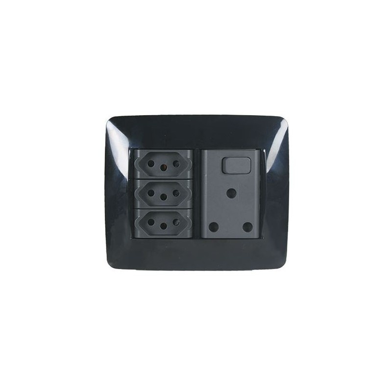 Complete 4X4 Socket Outlet 2P+E 16A Old +new Black - GeeWiz