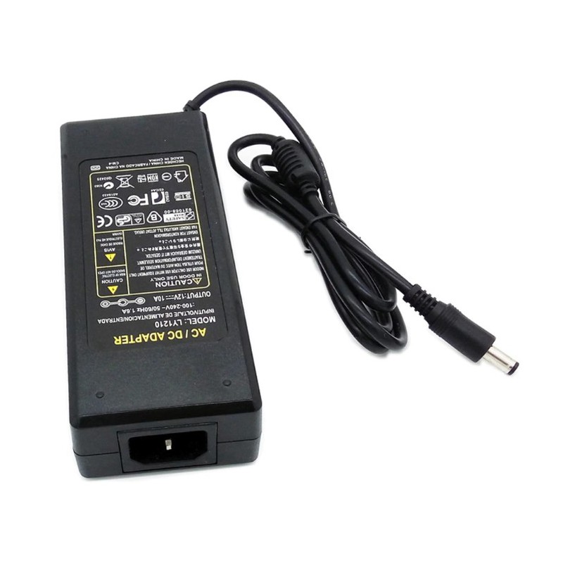 12V 10A AC/DC Adapter for 5050 3528 LED RGB Strip Light LY1210 Power ...